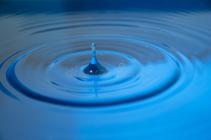 The Blue Water Drop and Water Surface Stock Photo - Image of nature ...