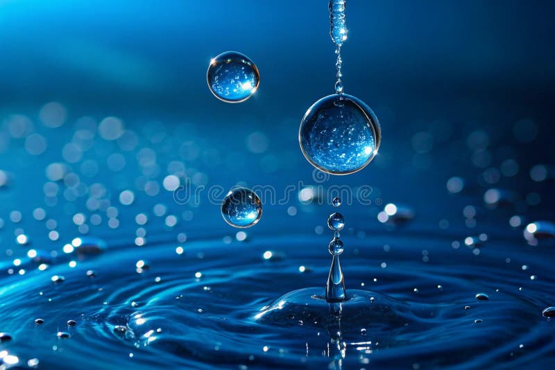 Blue Water Drops Background. Water Drops on a Deep Blue Background with ...