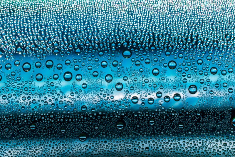 Blue Water Drops - Condensation Close - Up Stock Image - Image of ...