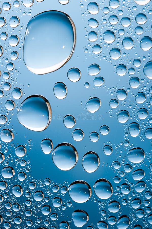 Blue Water Drops on the Glass Stock Photo - Image of close, macro: 4991748