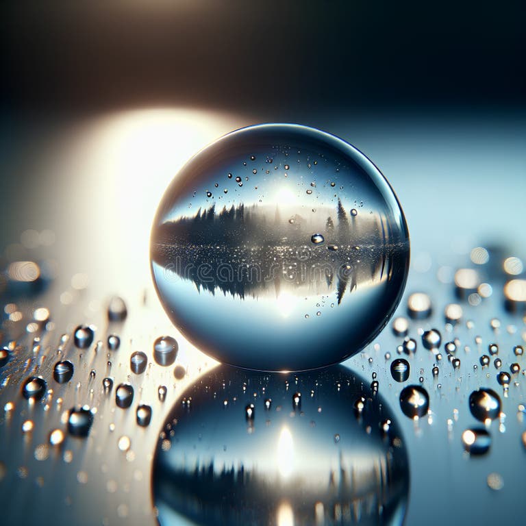 Blue Water Drops Reflection of the Forest Stock Illustration ...