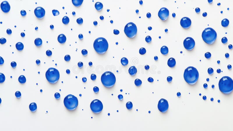 Blue Water Drops Scattered on a White Background Creating a Design ...