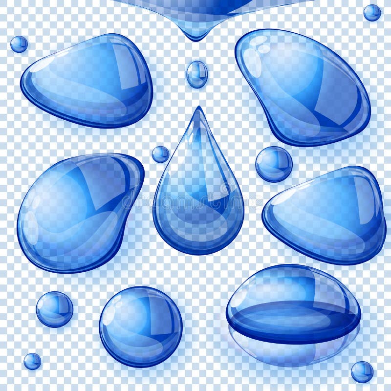 Transparent Refracting Vector Blue Water Drops Stock Illustrations – 2 ...