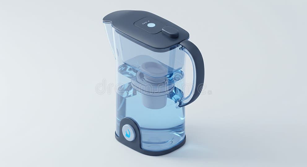 Blue Water Filter Pitcher Clean Water Concept on White Background Stock ...