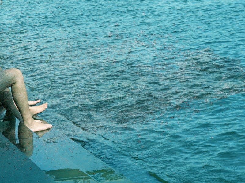 Water Flow Splash and Woman Legs Stock Image - Image of beach, foot ...