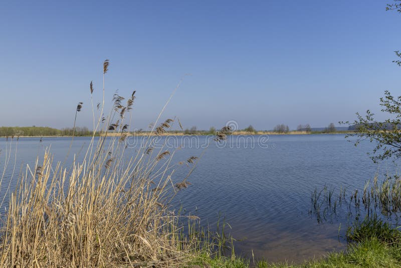 The Blue Water in the Lake Reflects the Blue Sky in Spring Stock Photo ...