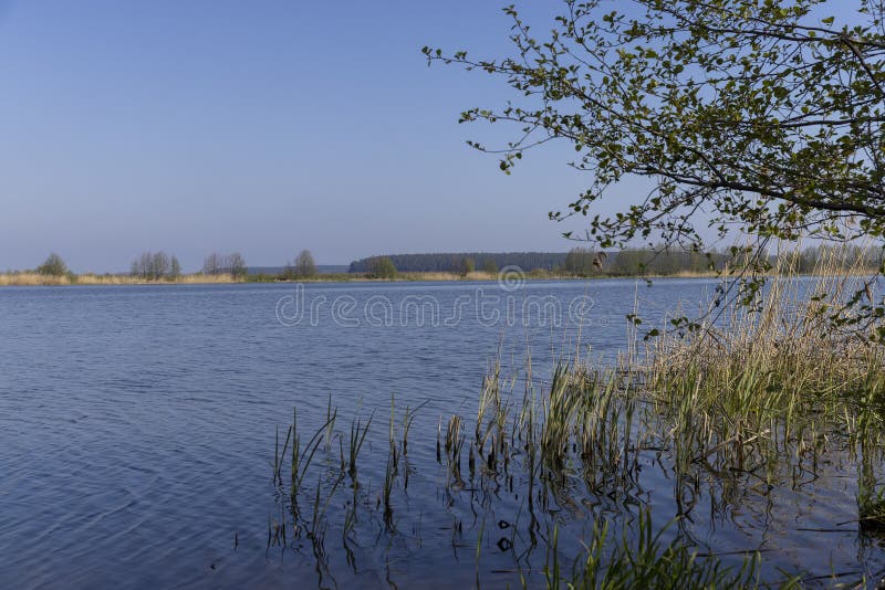 The Blue Water in the Lake Reflects the Blue Sky in Spring Stock Image ...