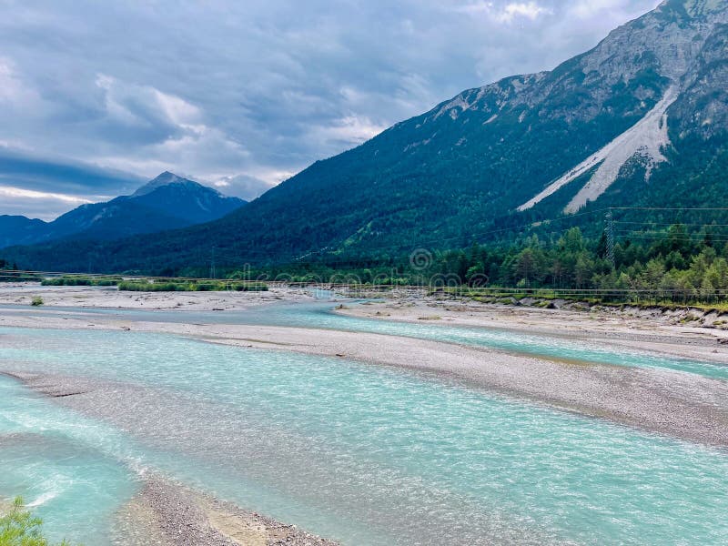 The Blue Water of the Lech River in the Austrian Landscape Stock Photo ...