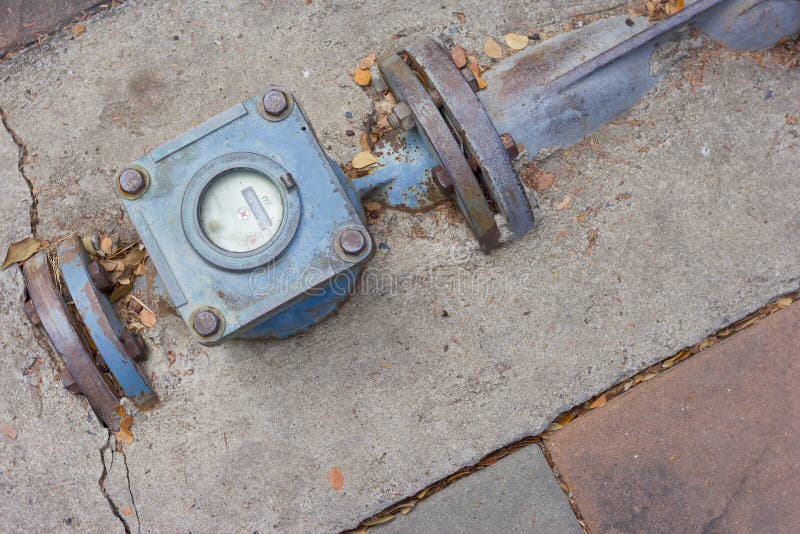 Industrial Water Valve and Pipes Outside the Building Stock Image ...