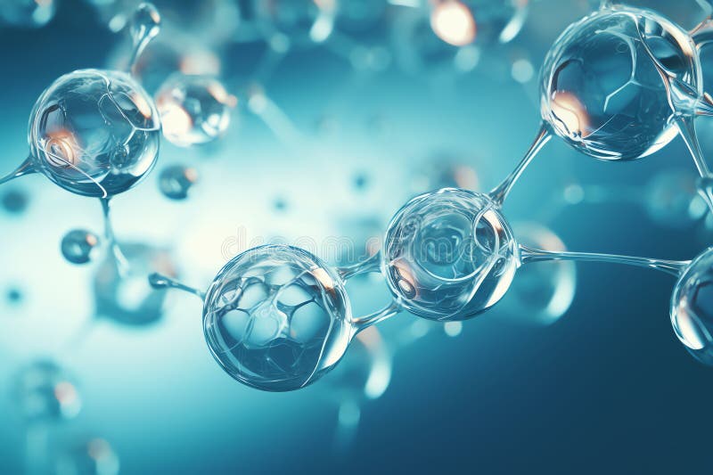 Blue Water Molecules in Crystal Lattice Structure. Macro View of ...