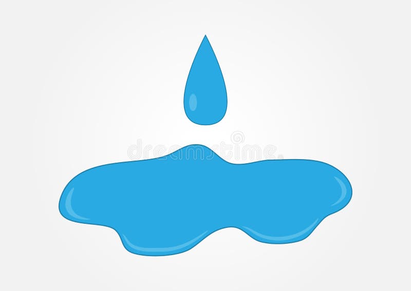 Blue Water Puddle with Falling Drop. Stock Vector - Illustration of ...