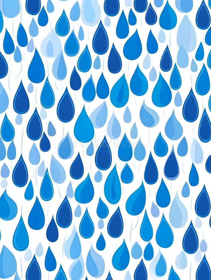 Blue Water Rain Teardrops Pattern Paint Drawingt Stock Illustration ...