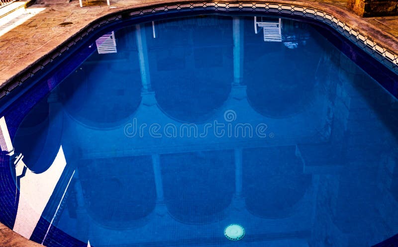 Blue Water Reflection Abstract Background Mexican Building Oaxaca ...