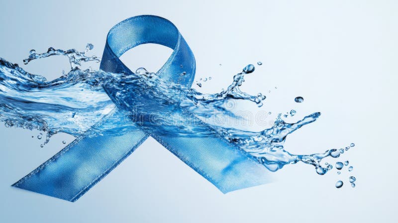 Blue Water Ribbon Splashing: Awareness Campaign Stock Illustration ...