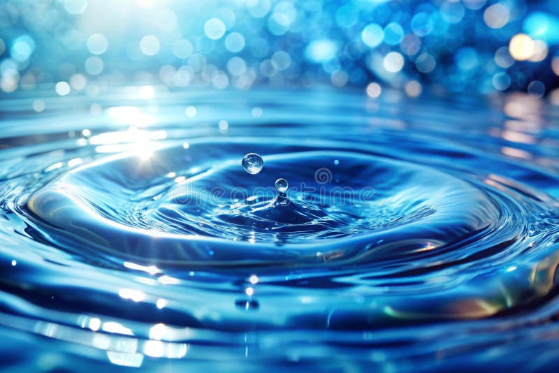 Blue Water with Ripples on the Surface. Defocus Blurred Transparent ...