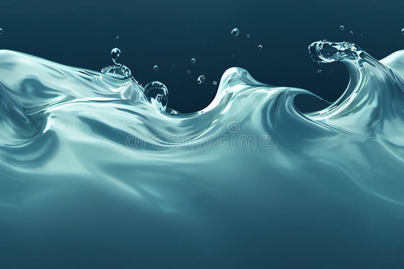 Waves Splashes and Drops on the Blue Water Surface, Seamless Liquid ...