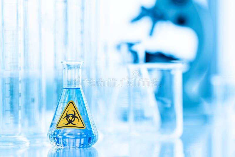 Blue Water Solution in Glass Stock Photo - Image of hazard, background ...