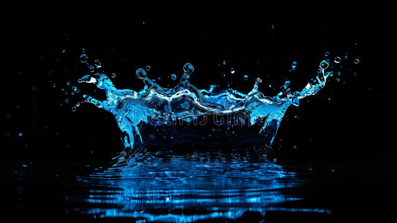 A Blue Water Splash on a Black Background Stock Image - Image of splash ...