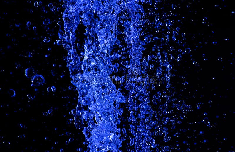 Blue Water Splash on Black Background Stock Image - Image of macro ...