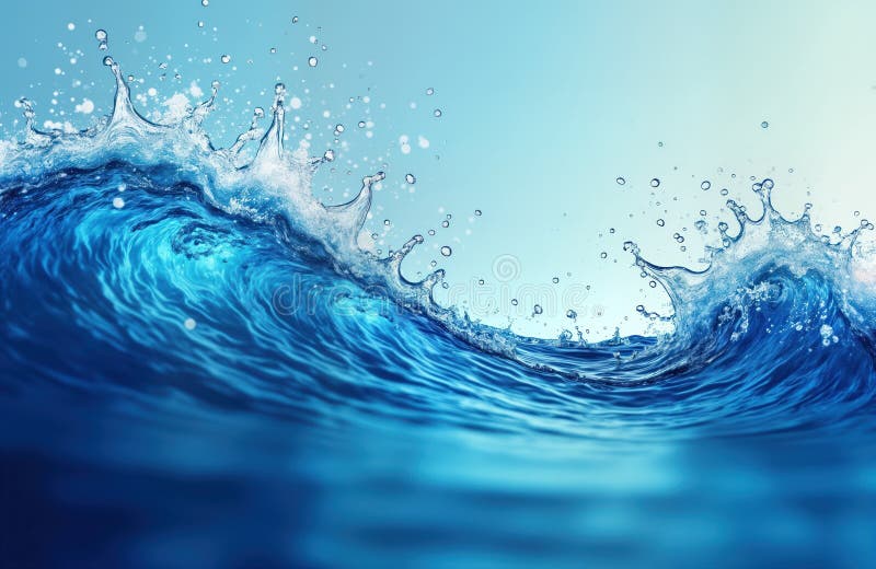 Blue Water Splash with Bubbles Shows Dynamic Wave Action. Image ...