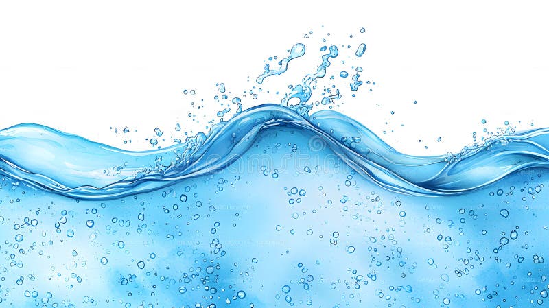 Blue Water Splash with Bubbles and Waves Stock Photo - Image of design, refreshing: 341879204