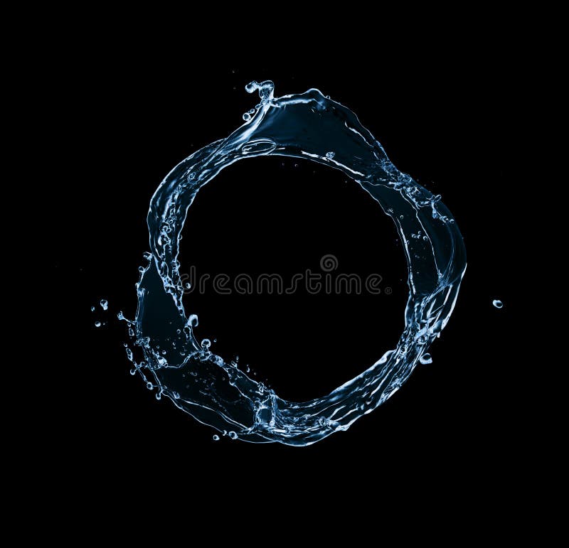 Blue Water Splash Circle Isolated on Black Stock Image - Image of ...