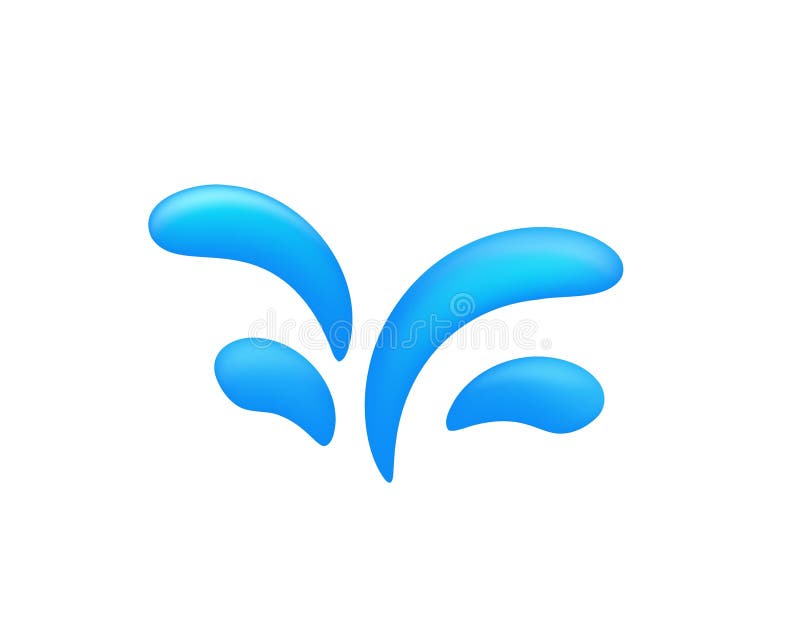 Blue Water Splash Design with Curved Drops in Rising Motion for ...