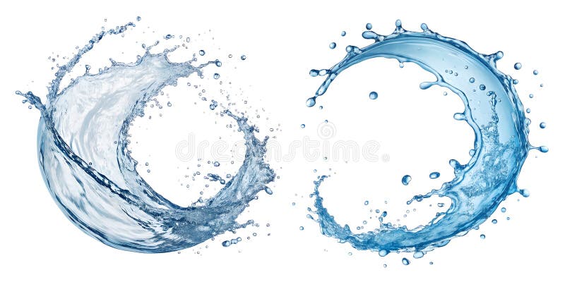 Blue Water Splash Designs in Circular and Crescent Shapes Stock ...