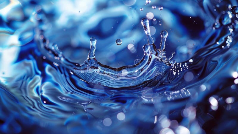 Blue Water Splash with Droplets in Motion Stock Photo - Image of motion ...