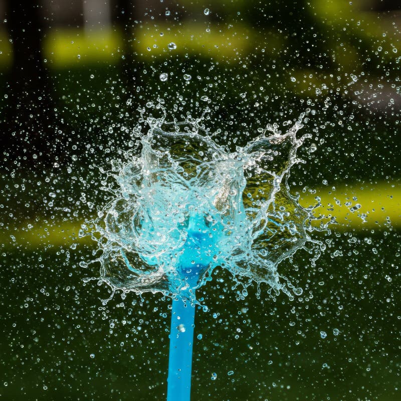 Blue Water Splash Explosion Against Green Background Stock Illustration ...