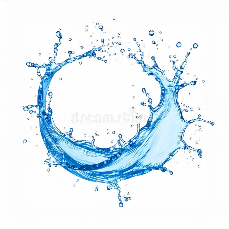 Blue Water Splash Forming a Circle on White Background Stock ...