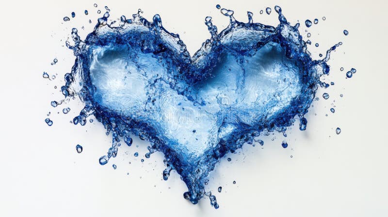 Blue Water Splash Heart Shape Abstract Background Stock Illustration ...