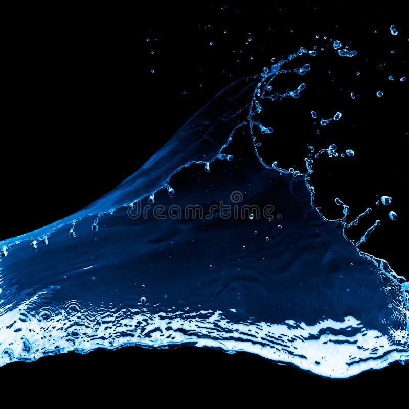 Blue Water Splash Isolated on Black Background Stock Photo - Image of ...