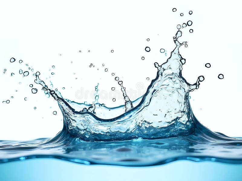 Blue Water Splash with Reflection and Droplets in Motion Stock ...