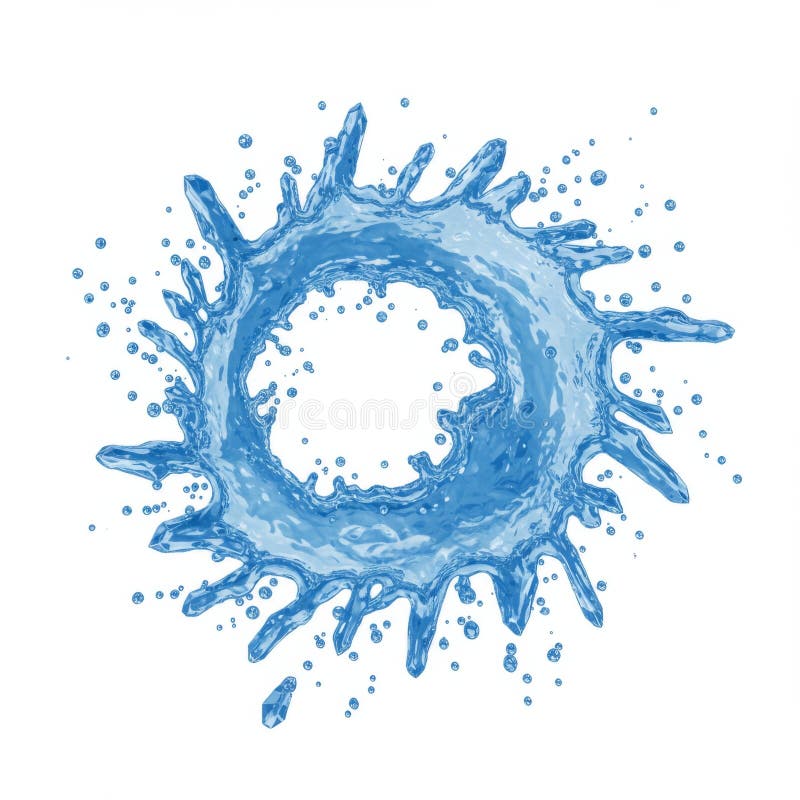 Blue Water Splash Ring on White Background Stock Illustration - Illustration of water, visual ...