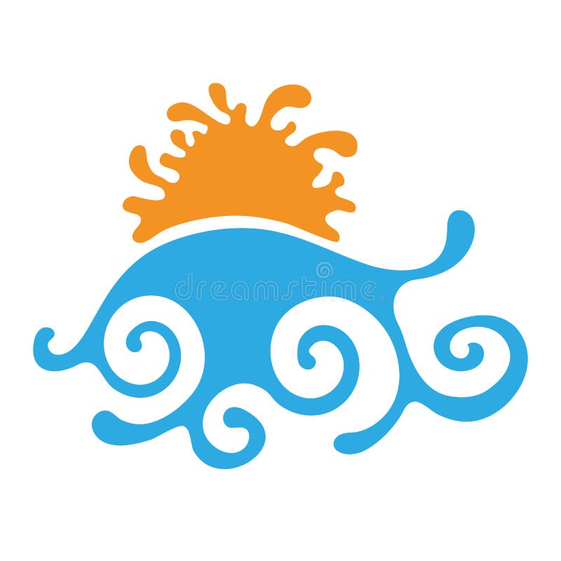 Blue Water Splash and Sun, Vector Logo Illustration Stock Vector ...