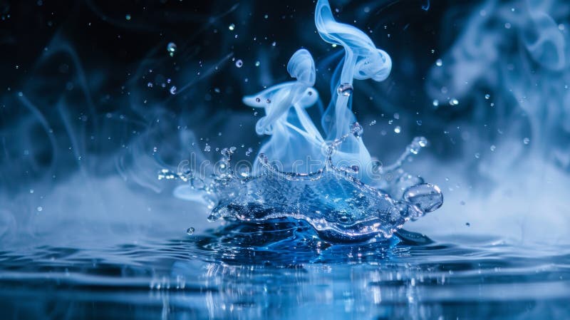 Blue Water Splash with Swirling Smoke Effect Stock Image - Image of ...