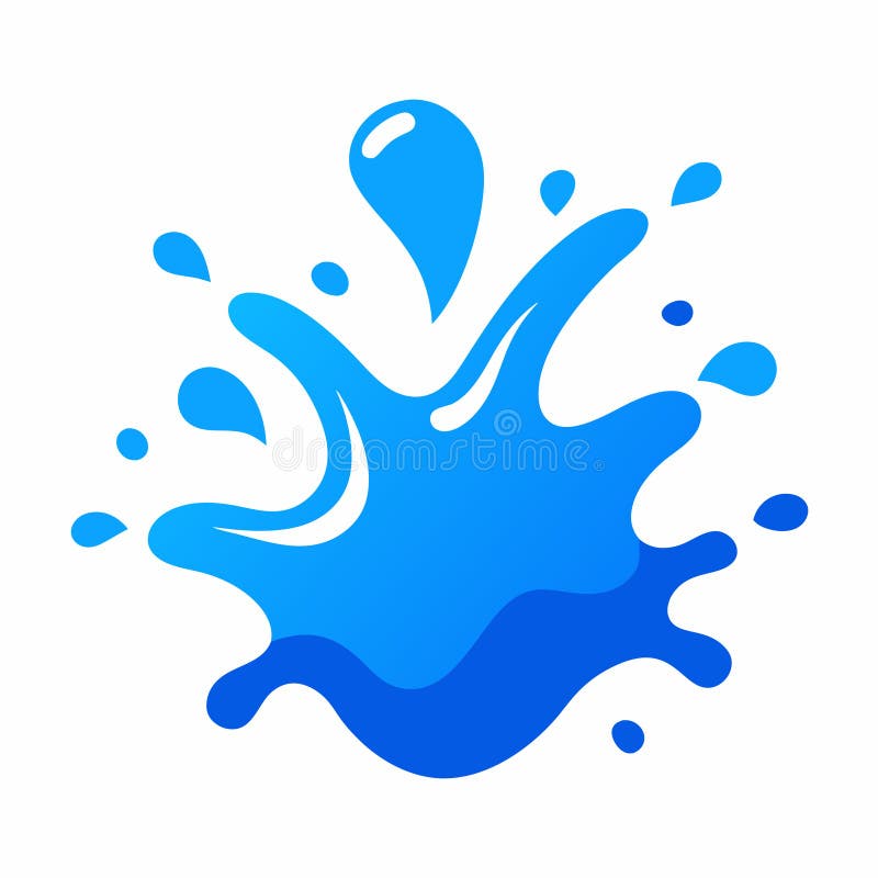 Blue Water Splash Vector Illustration Isolated on White Stock Vector ...