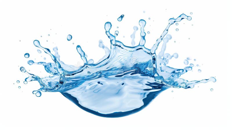 Blue Water Splash on White Background. Refreshing and Vibrant Image ...