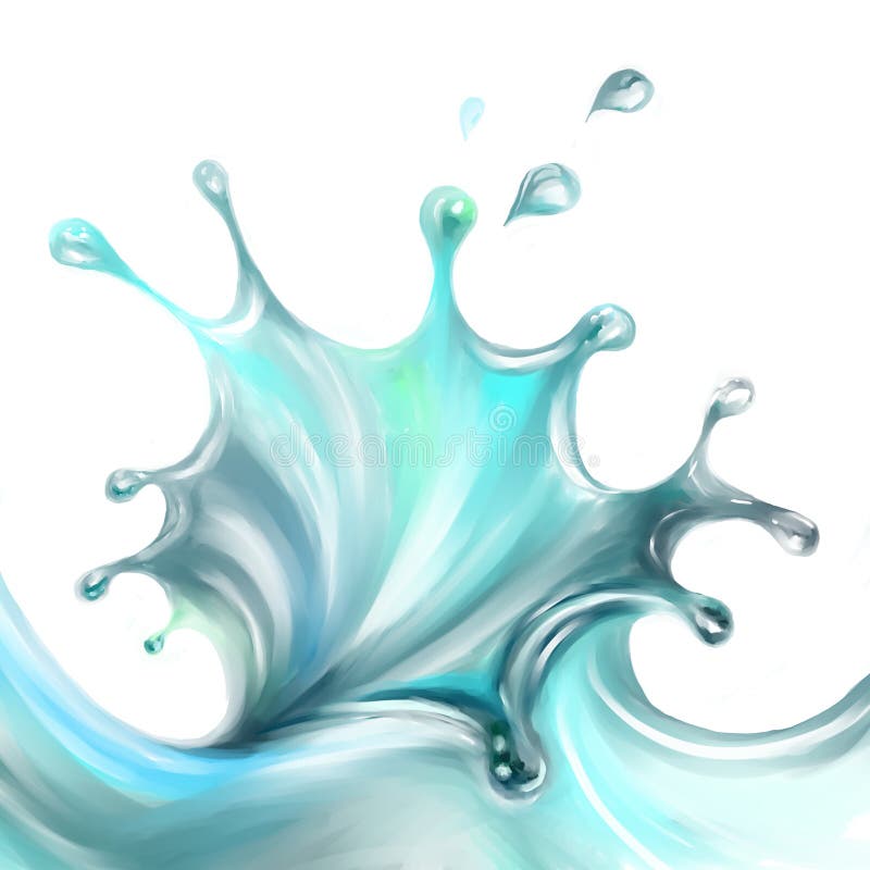 , Blue Water Splashing Drops; Isolated Stock Illustration ...