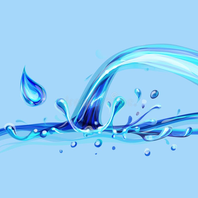 Blue Water Splashing Drops, Isolated Vector Stock Vector - Illustration ...