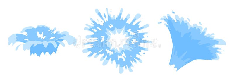 Blue Water Spray, Splash and Drops Set. Cartoon Style. Stock Vector ...