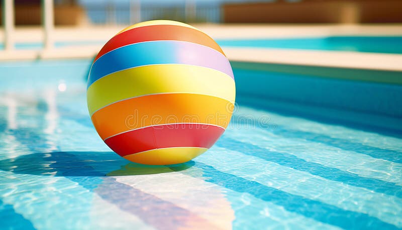 Blue Water, Summer Fun, Inflatable Ball, Wet Swimming Pool Generated by ...