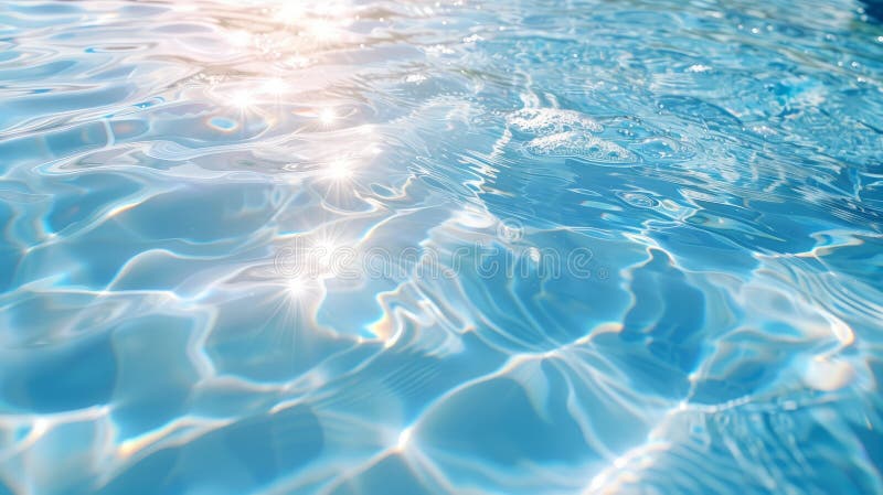 Blue Water with Sun Reflection Stock Illustration - Illustration of ...