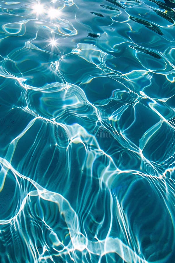 Blue Water Surface with Bright Sun Light Reflections, Background ...