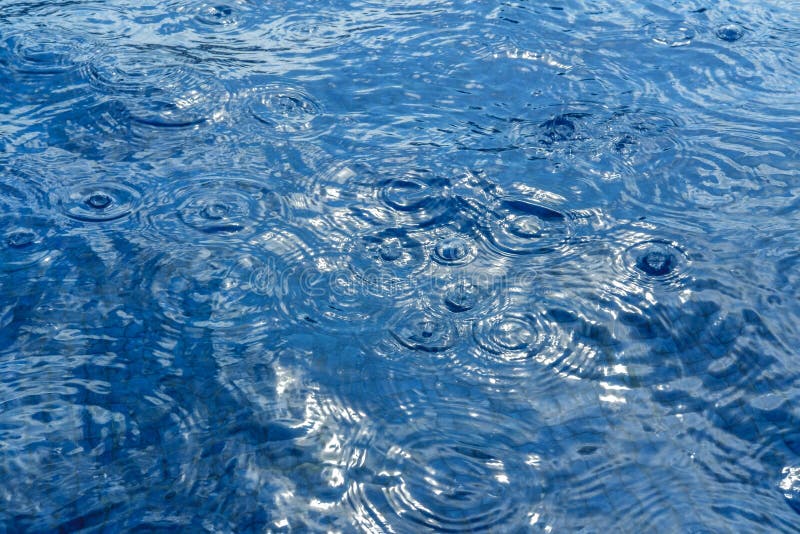 Blue Water Surface Texture during Rain. Monochrome Classic Blue ...