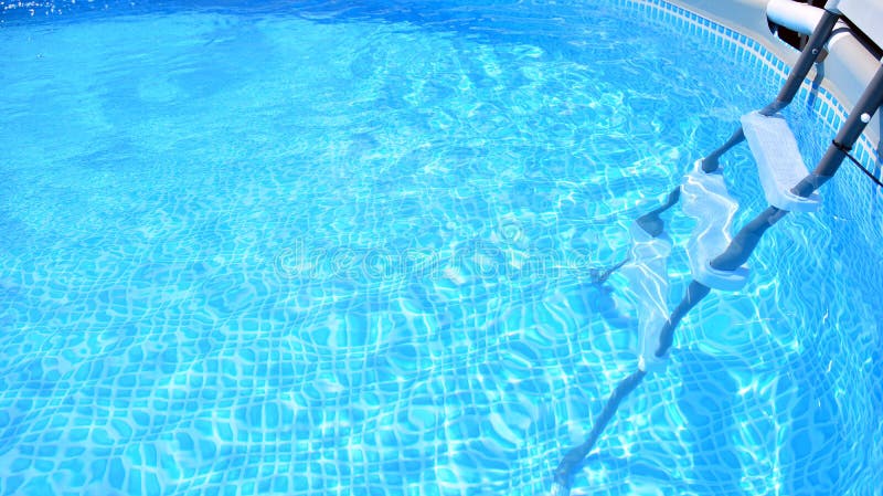Blue Water in Swimming Pool with Sun Reflection. Stock Image - Image of ...