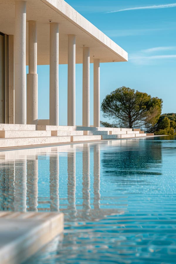 Blue Water Swimming Pool Surrounded by a Classic Style Villa with ...