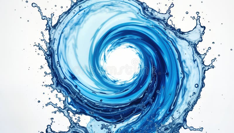 Blue Water Swirl on White Background. Dynamic Water Pattern Creates ...