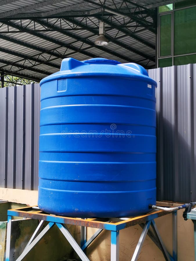 Blue Water Tank of Industrial Building. Stock Photo - Image of color ...
